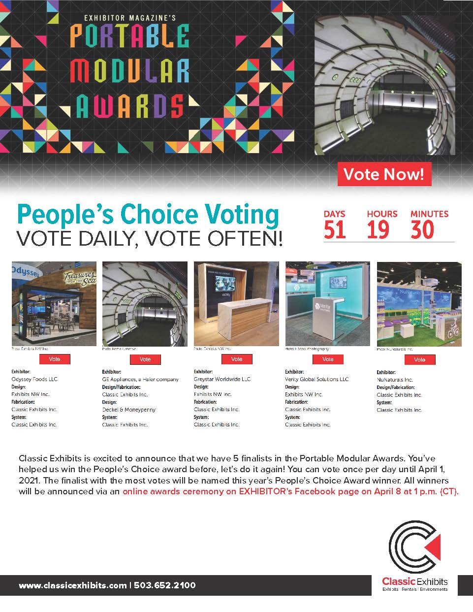 8th Annual EXHIBITOR Magazine Portable Modular Awards - Classic Exhibits